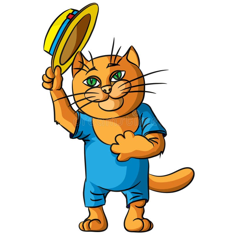 Hilarious Cat in a Straw Hat. Stock Vector - Illustration of kitty ...