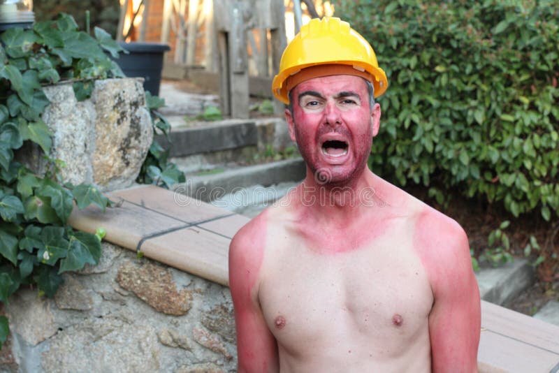 Hilarious Construction Worker with Tank Top Tan Lines Stock Photo ...