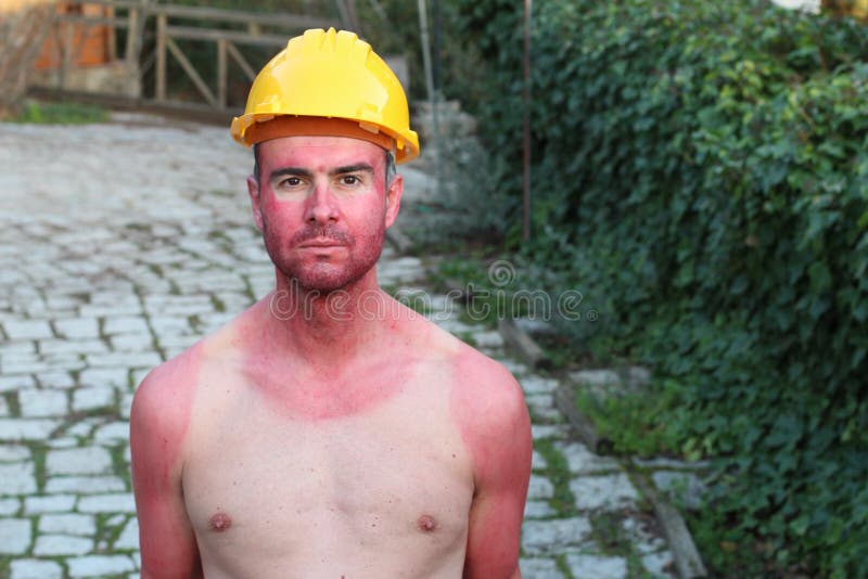 Hilarious Construction Worker with Tank Top Tan Lines Stock Image ...