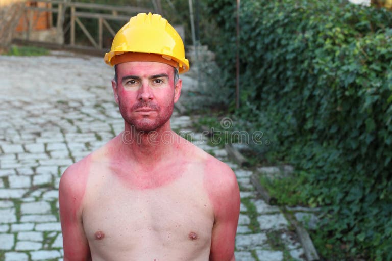 Hilarious Construction Worker with Tank Top Tan Lines Stock Image ...