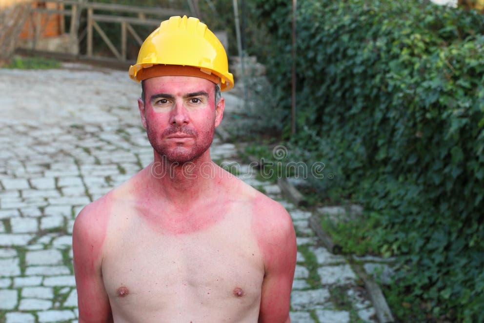 Hilarious Construction Worker with Tank Top Tan Lines Stock Image ...