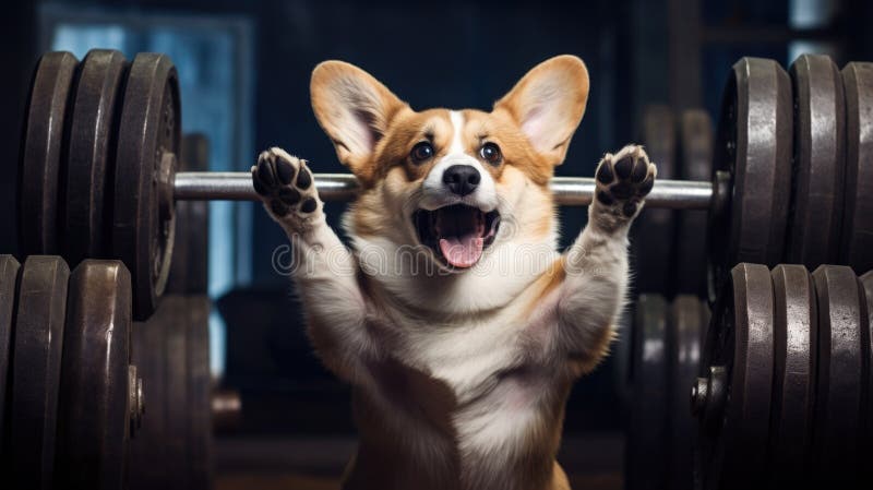 Hilarious Dog Works Out, Gym Antics Bring Laughter. Stock Illustration ...