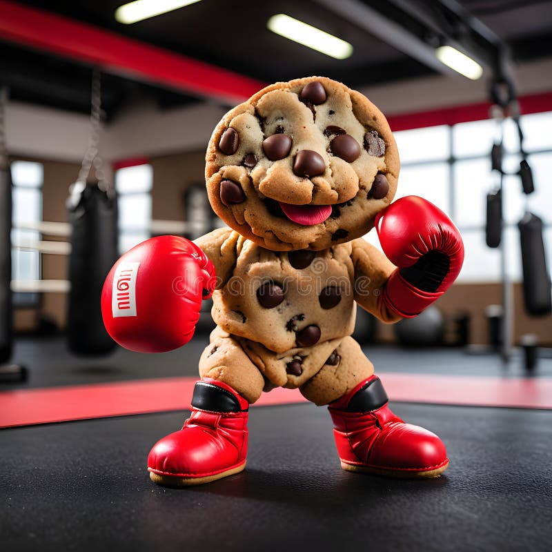 Funny Cookie Boxer Character in Gym - 3D Render of Chocolate Chip ...