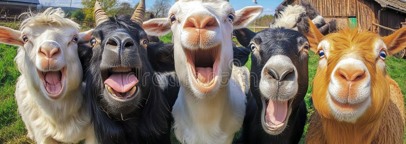 Hilarious Gang of Farm Animals, AI Generated Stock Illustration ...