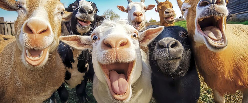Hilarious Gang of Farm Animals, AI Generated Stock Illustration ...