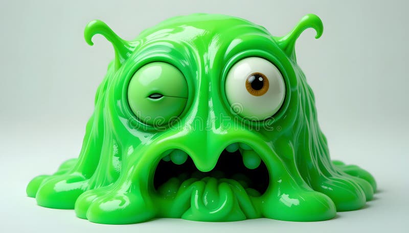 A Hilarious Green Gooey Monster with One Eye Winking Mischievously ...