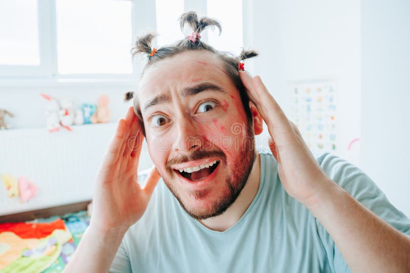 The Hilarious Man with Unusual Make Up Stock Image - Image of caucasian ...