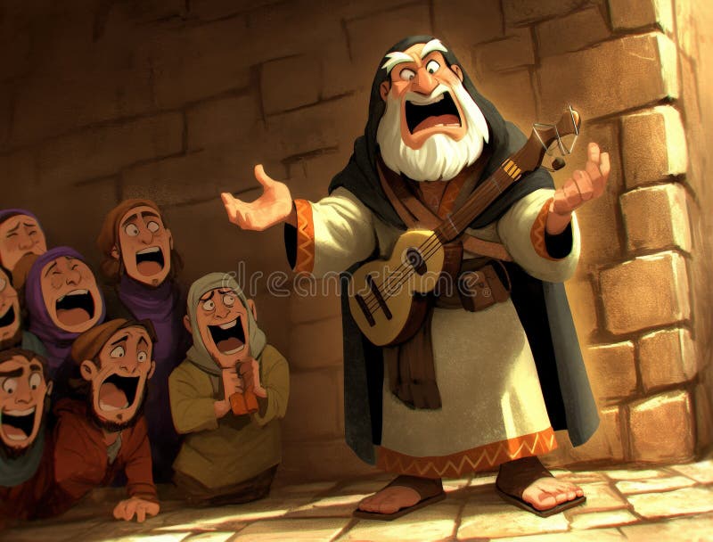 Hilarious Minstrel S Performance in Alley Stock Illustration ...