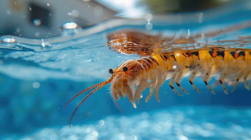 Hilarious Underwater Scene Centipede in Pool Plays Deep Dive Action, Ai ...