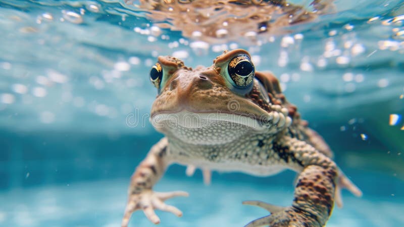 Hilarious Underwater Scene Toad in Pool Plays Deep Dive Action, Ai ...