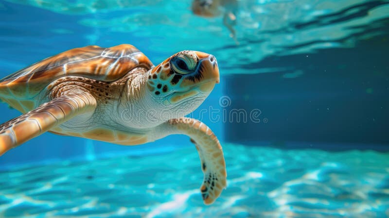 Hilarious Underwater Scene Turtle in Pool Plays Deep Dive Action, Ai ...