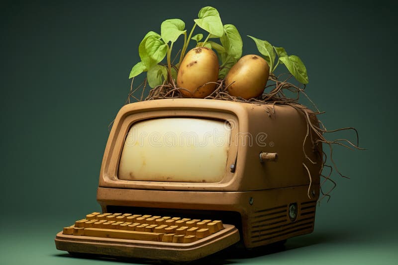 A Hilariously Outdated Desktop Computer with Potatoes Growing Out of it ...
