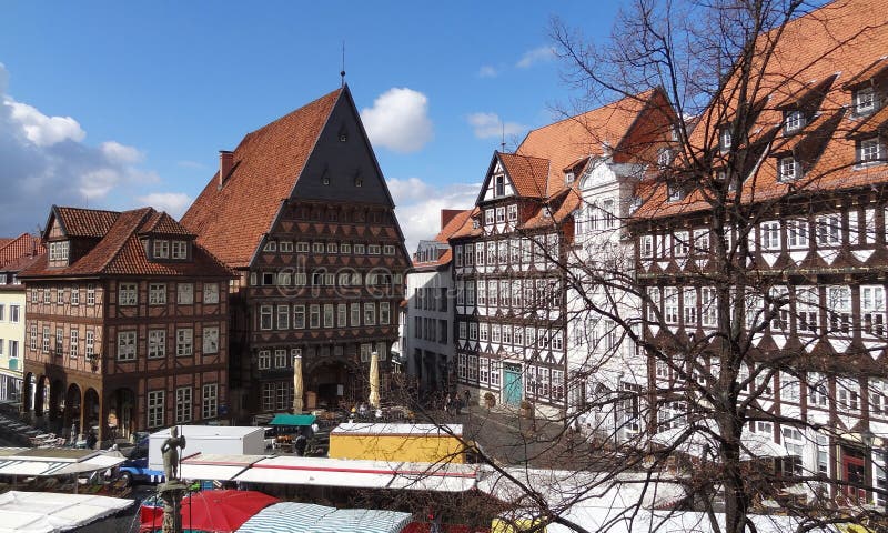 Market Place in the Beautiful German City Hildeshe Stock Photo - Image ...