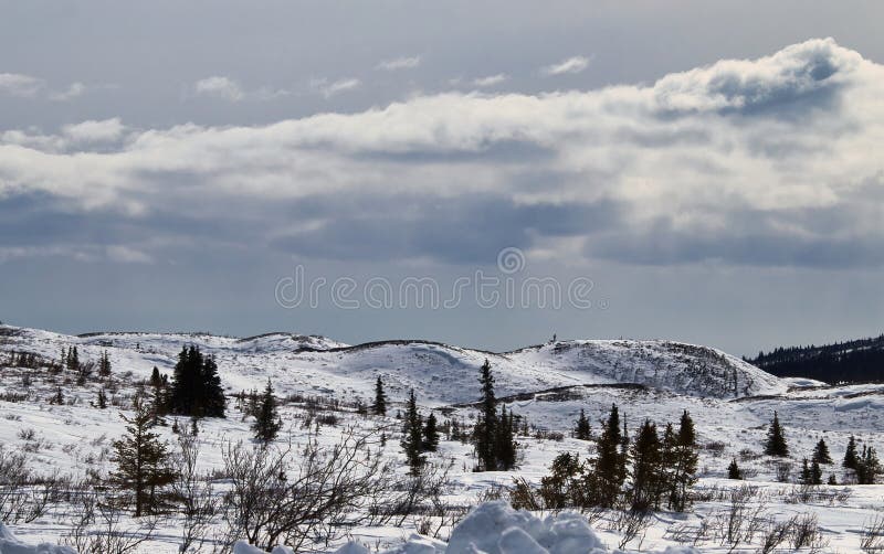 Hill and Clouds on Cold Spring Day on the Denali Highway Stock Image ...