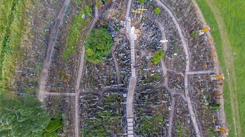 Hill of Crosses, Lithuania. Aerial Overhead View Stock Photo - Image of ...