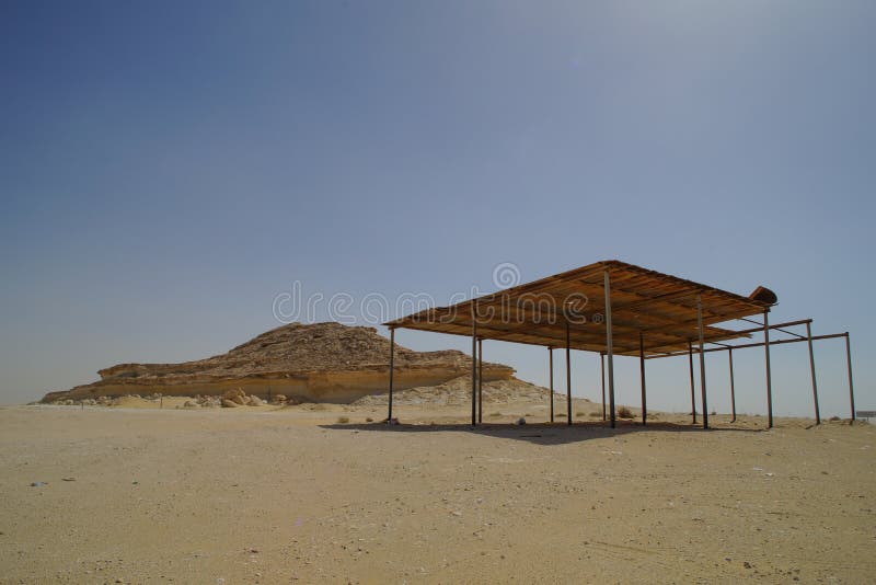Hill in the Desert with a Shack in Front for Camping Stock Photo ...