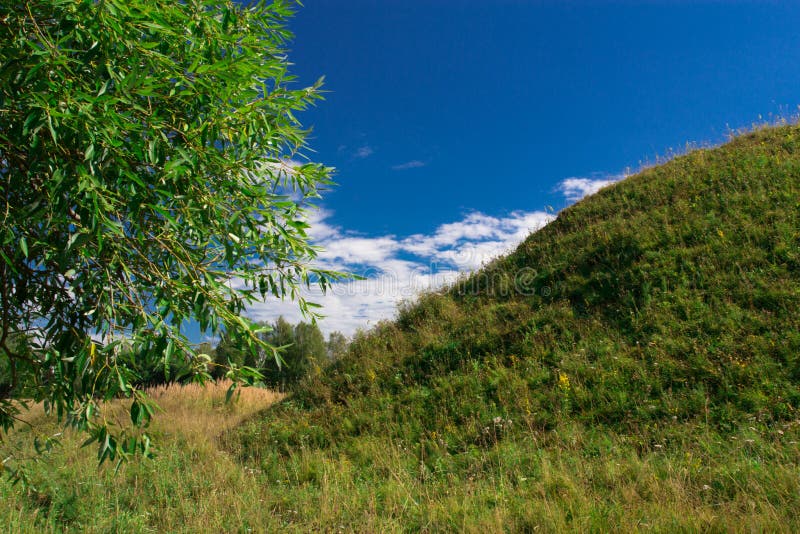 The Hill in the Middle of Meadows Stock Image - Image of rest, height ...
