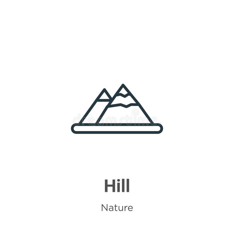 Hill Outline Vector Icon. Thin Line Black Hill Icon, Flat Vector Simple ...