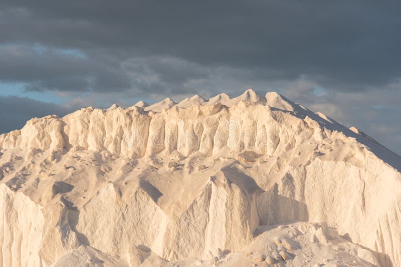 Hill of Pure Salt in Evening Sun Stock Photo - Image of pure, refinery ...