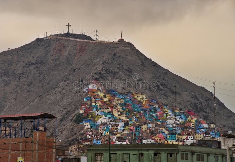 Hill with the Slums in Lima, Peru Stock Image - Image of colorful ...