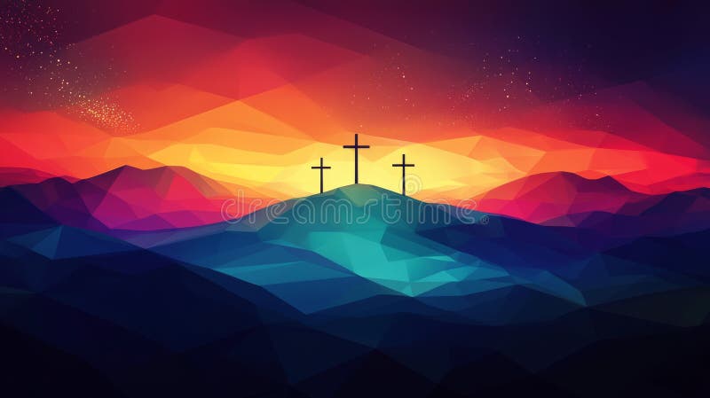 Triangular Mosaic Mountain Landscape Artwork Stock Photos - Free ...