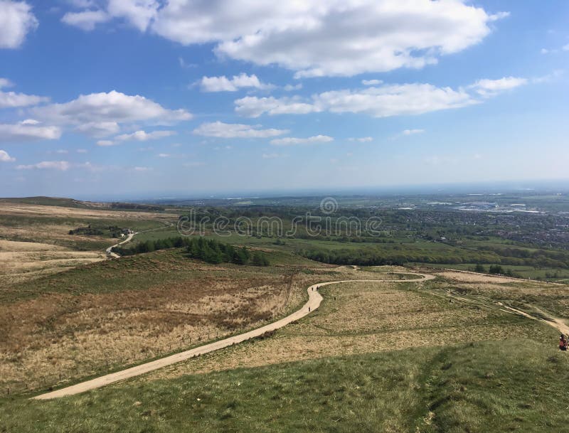 Hill Top Few Clouds Blue Sky Big View Stock Photo - Image of journey ...