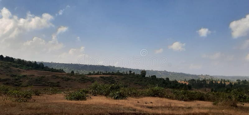 A Hill View and Grand Sky View in Village Stock Photo - Image of wind ...