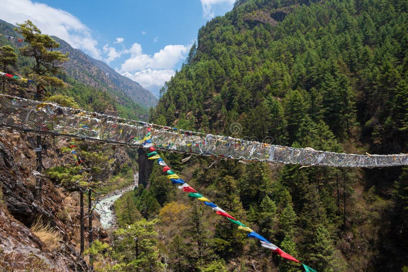 Hillary bridge in Nepal stock photo. Image of decoration - 150932936