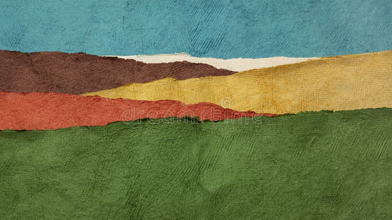 Hills and Fields Colorful Abstract Paper Landscape Stock Image - Image ...