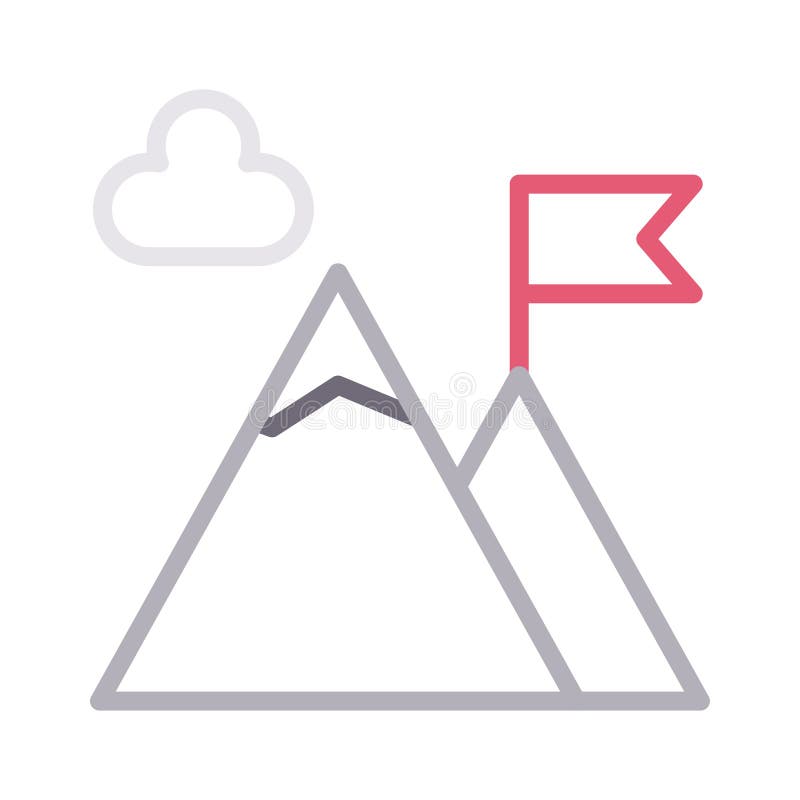 Hills Vector Color Line Icon Stock Vector - Illustration of high, flag ...