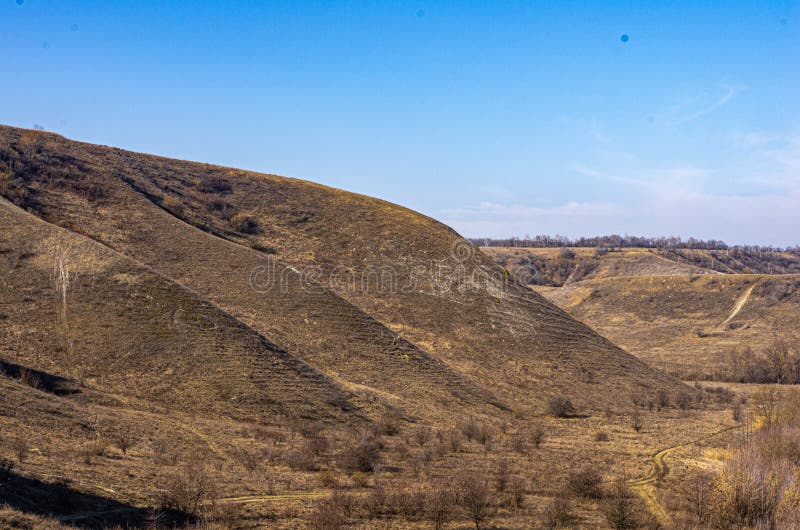 Hills and Steppe at the River Stock Image - Image of soil, valley ...