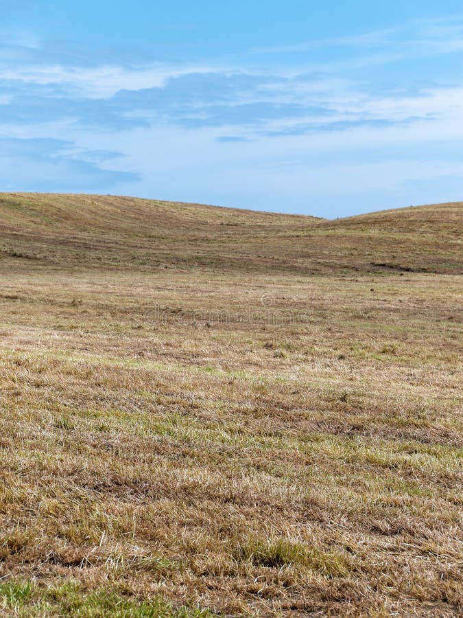 Hills with Stubble. Minimalistic Landscape, Field Under Blue Sky Stock ...