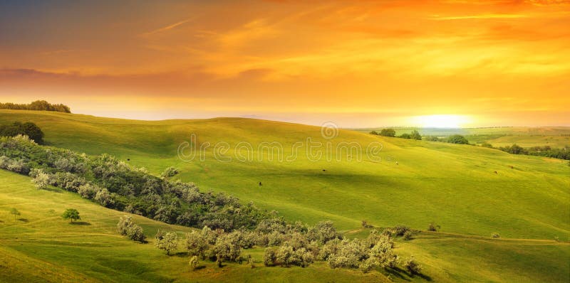 Hills and sunrise stock image. Image of natural, cloudy - 52045865