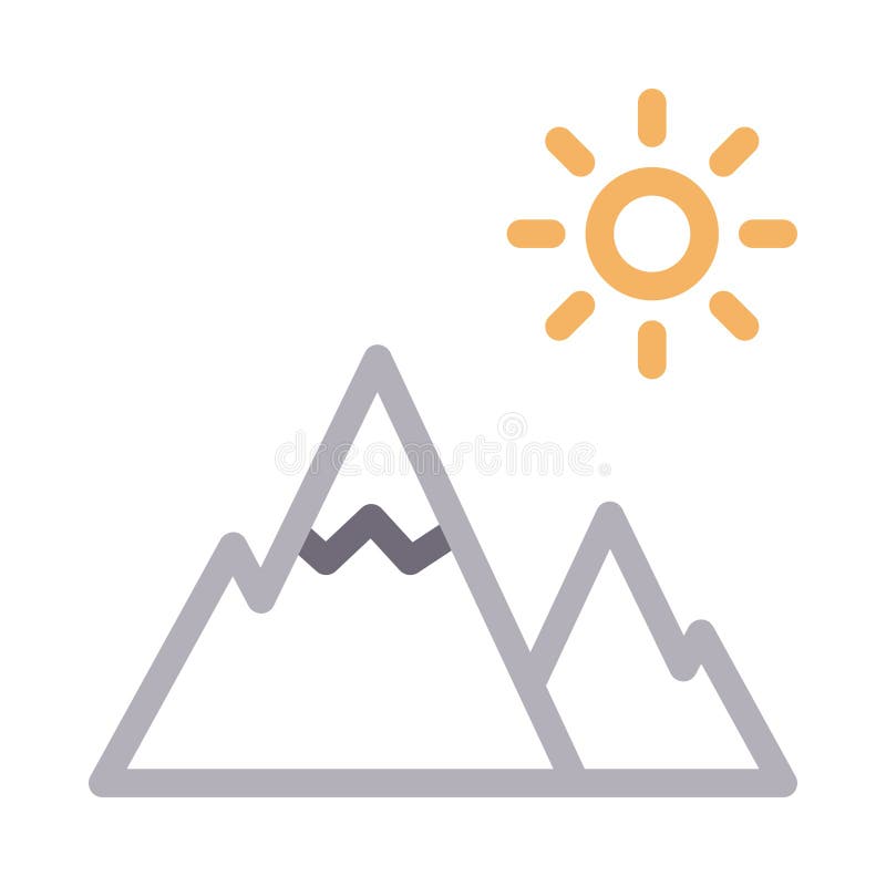 Hills Vector Thin Line Icon Stock Illustration - Illustration of sign ...
