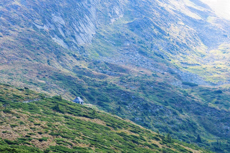 Hillside in the Distance House Stock Photo - Image of beautiful, cabin ...