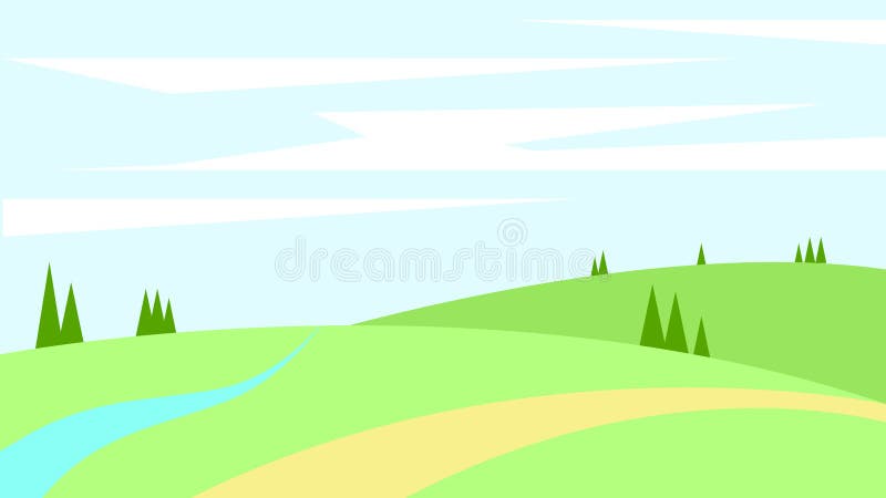 Hillside Summer Simple Minimalist Flat Landscape Stock Vector ...