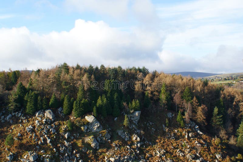 Hillside with Rocks and Forest. a Typical Irish Landscape. Stock Image ...