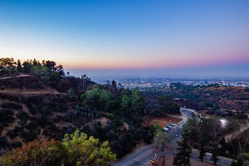 Hillside View of Obervatory and LA City Stock Photo - Image of building ...