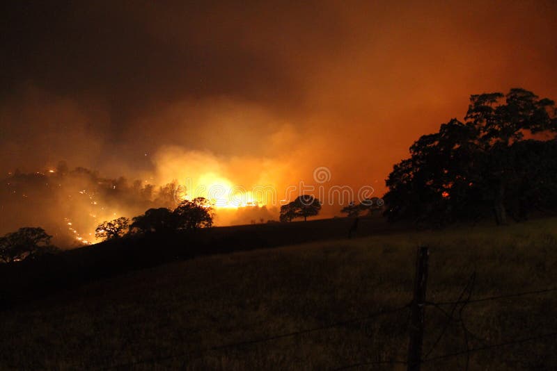 Hillside wildfire stock image. Image of night, northern - 82366253