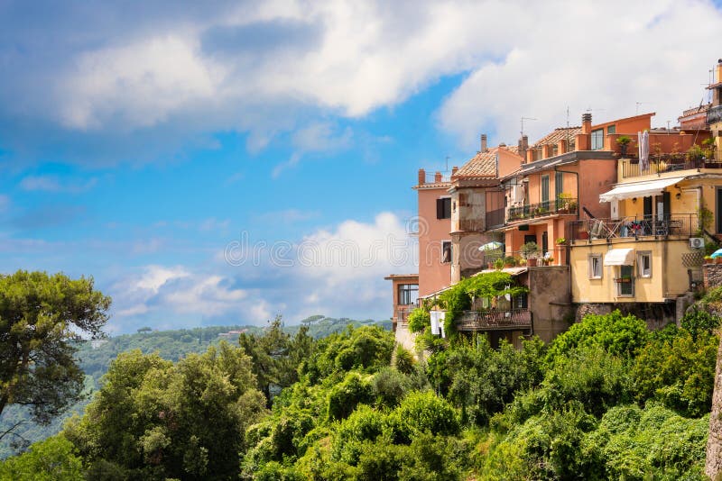 Hilltop Colorful Old Town of Nemi in Italy Stock Image - Image of ...