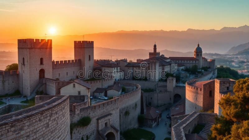 A Hilltop Fortress Watching Over the Land Stock Illustration ...