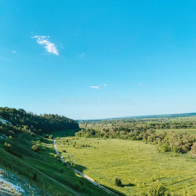 Hilltop View Of Lake And Mountains Stock Photo - Image of beauty ...
