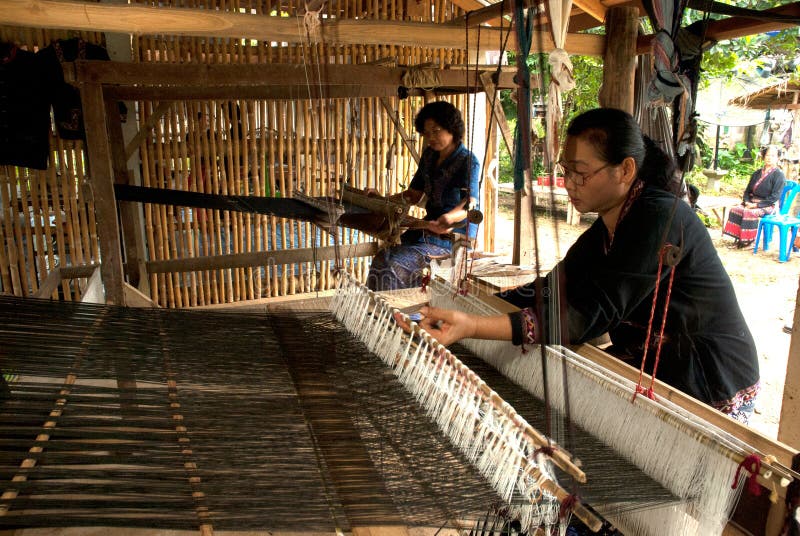 Hilltribe weaving . editorial stock image. Image of female - 26990294