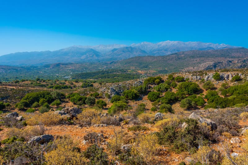 Hilly Countryside of Greek Island Crete Stock Photo - Image of landmark ...