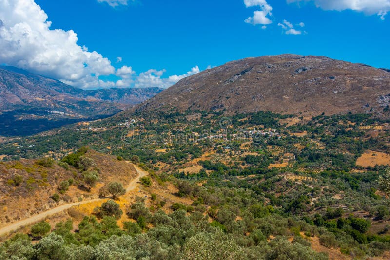 Hilly Countryside of Greek Island Crete Stock Photo - Image of ...