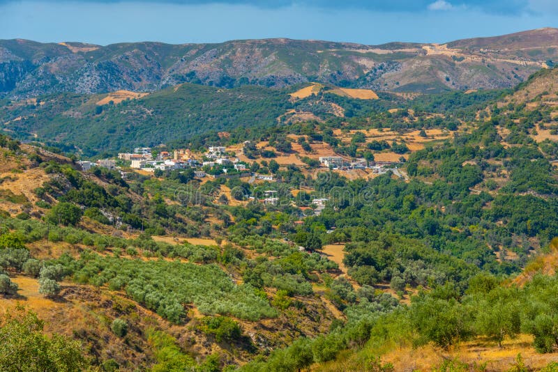 Hilly Countryside of Greek Island Crete Stock Image - Image of valley ...