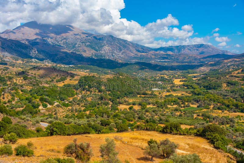 Hilly Countryside of Greek Island Crete Stock Image - Image of valley ...