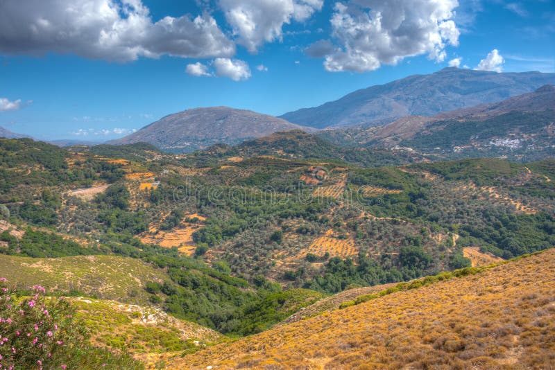 Hilly Countryside of Greek Island Crete Stock Photo - Image of ...