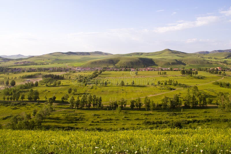 Hilly grassland stock image. Image of graze, prairie - 68846871