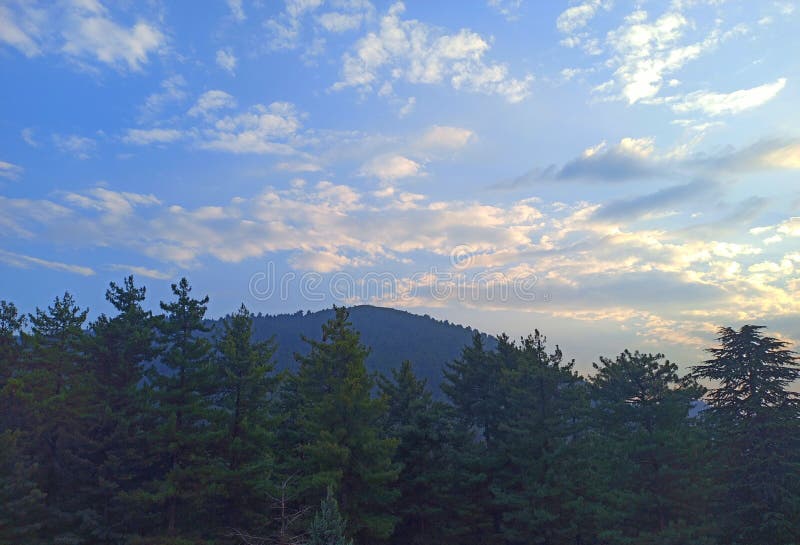 Hilly Landscape with Blue Sky Background Stock Photo - Image of morning ...